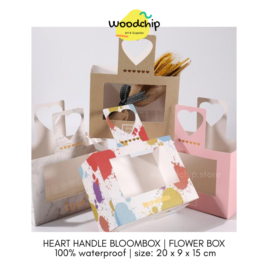Jual HEART HANDLE BLOOMBOX | BOX BUNGA FOLDABLE BOX PORTABLE BLOOMBOX ...