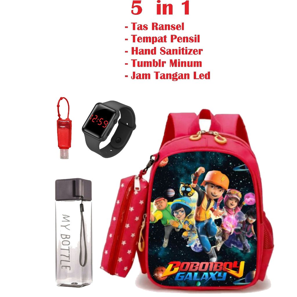 Jual PREMIUM !!! PAKET 5in1 Tas Ransel Sekolah Anak Laki-Laki TK DAN SD Karakter BOBOIBOY ...