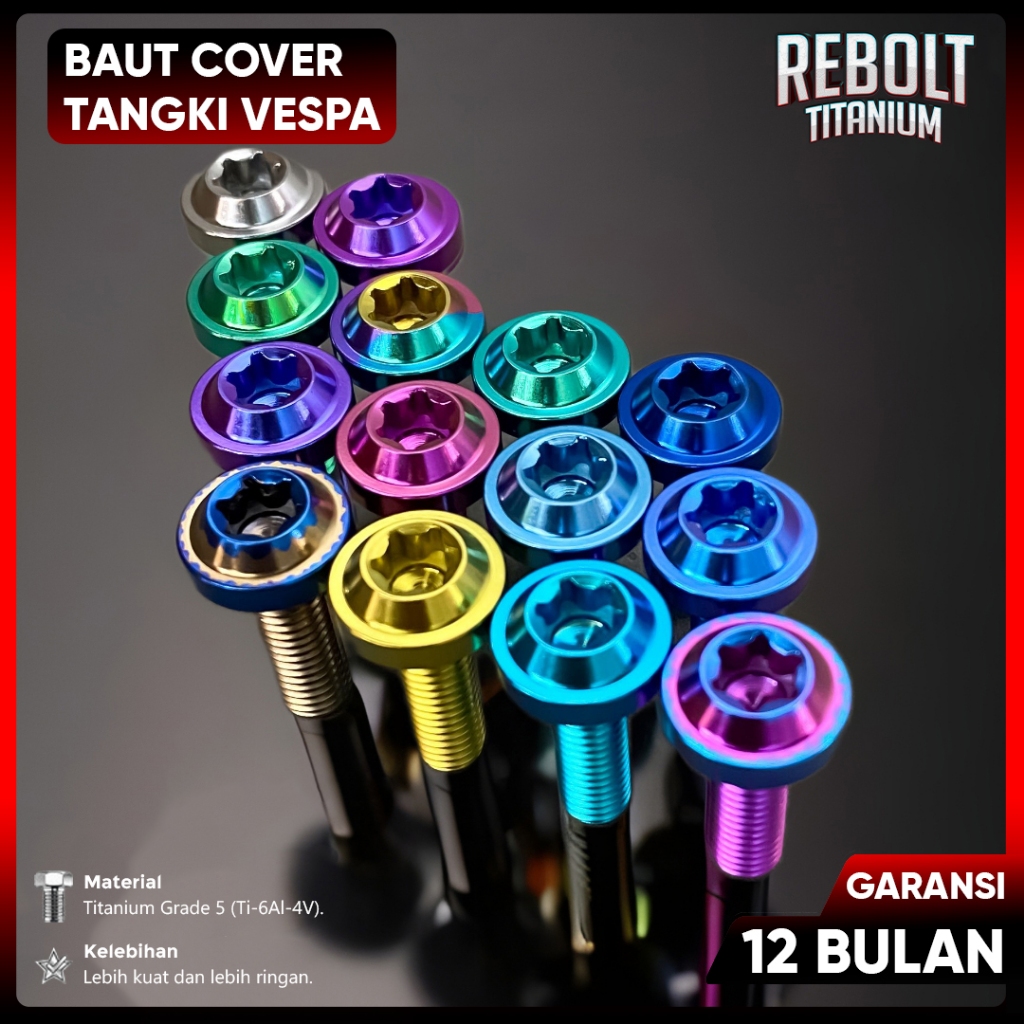 Jual Baut Probolt Titanium Cover Tangki Vespa Matic Grade 5 REBOLT Titanium | Shopee Indonesia