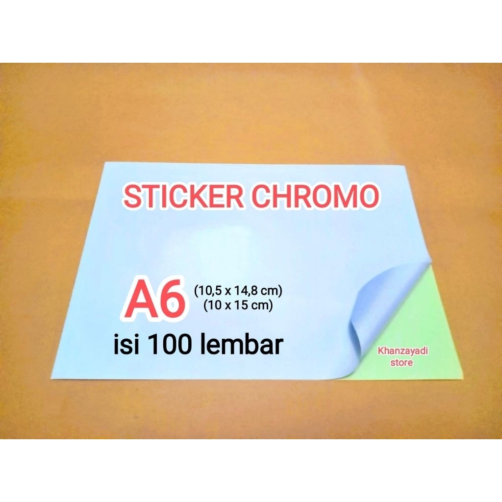 Jual Kertas stiker chromo A6 isi 100 lembar sticker chromo putih ...