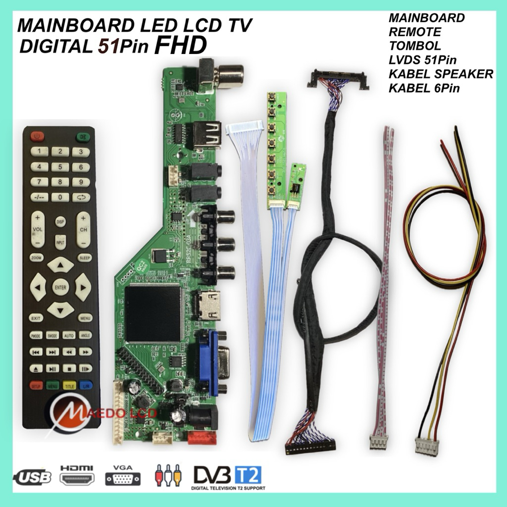 Jual Universal LED LCD TV Board Digital DVB T2 LVDS 51pin /Mainboard TV ...