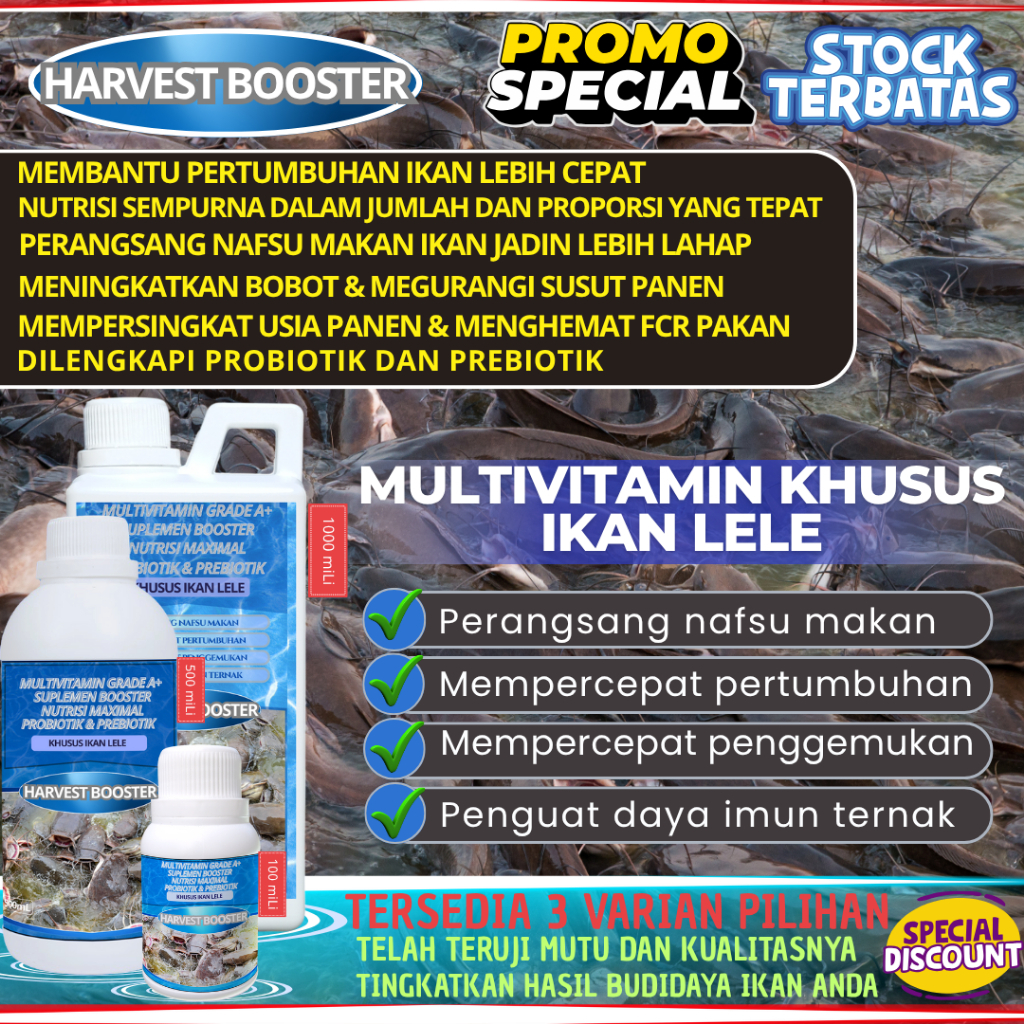 Jual Vitamin Booster IKAN LELE, VITAMIN Ikan lele agar cepat besar, Pobiotik ikan lele, pemacu ...