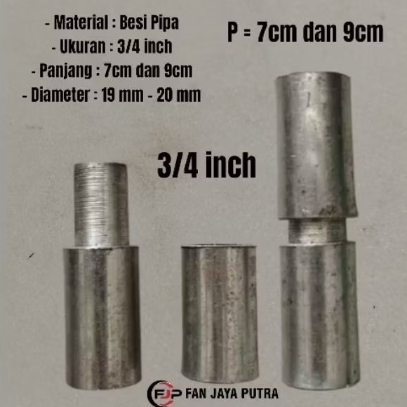 Jual Engsel Bubut Pipa Besi Ukuran 3/4 inch Panjang 7cm dan 9cm ...
