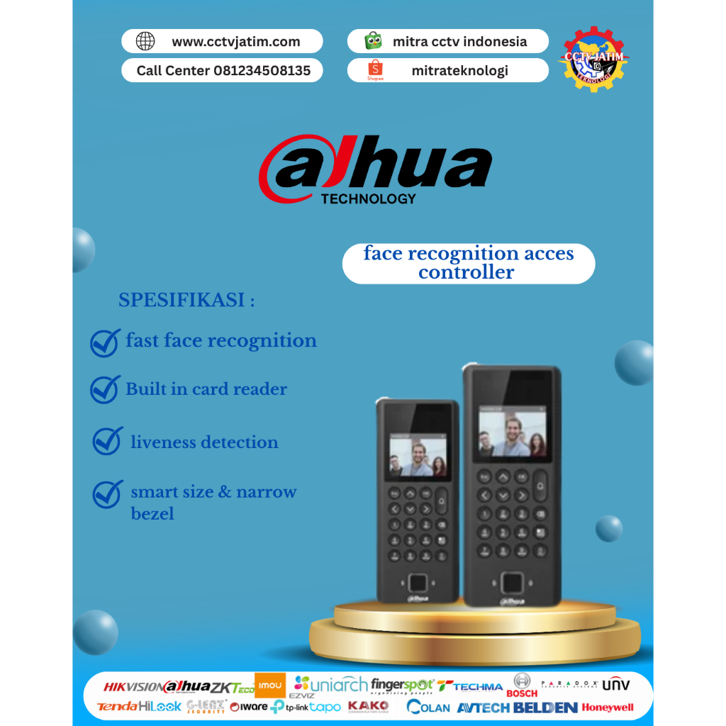 Jual Dahua face recognition access controller DH-305WFPIA-W (WIFI ...