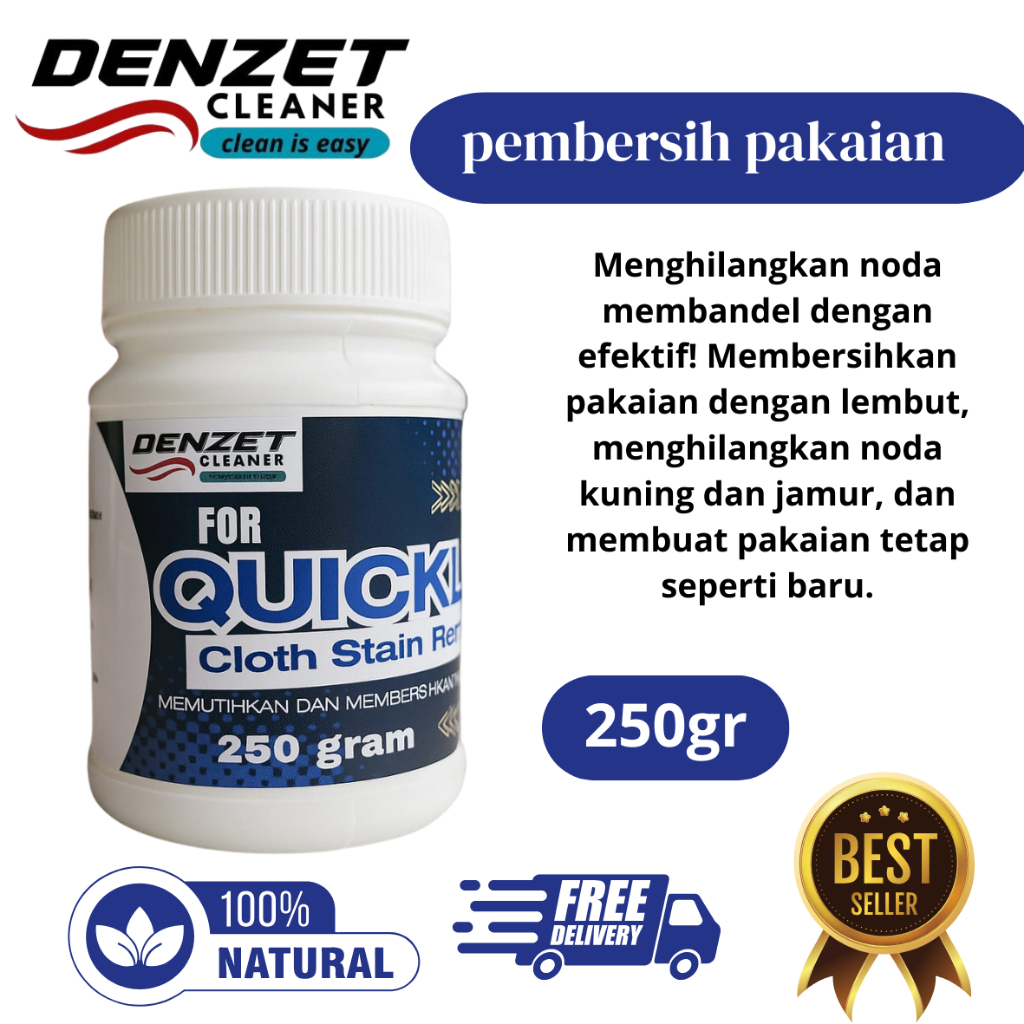 Jual DENZET FOR Quickleen Kemasan Baru Anti Pecah 250 gram pemberssih pakaian terlaris | Shopee ...