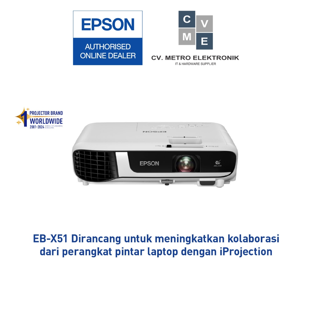 Jual PROYEKTOR EPSON EB-X51 X51 EBX51 EB X51 PENGGANTI EB X450 XGA 3800 Lumens | Shopee Indonesia