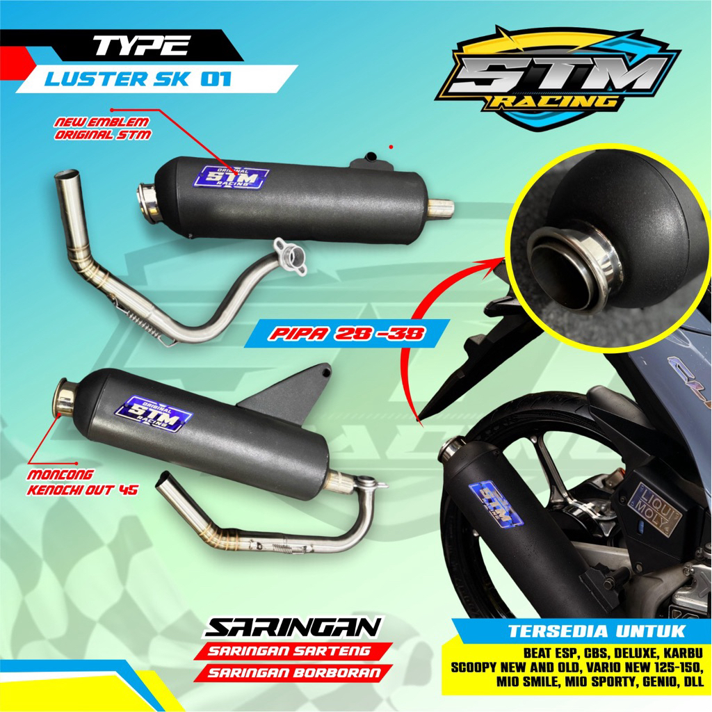 Jual KNALPOT STANDAR RACING STM TYPE LUSTER SK 01 OUT 45 KENOCHI 28-32 ...