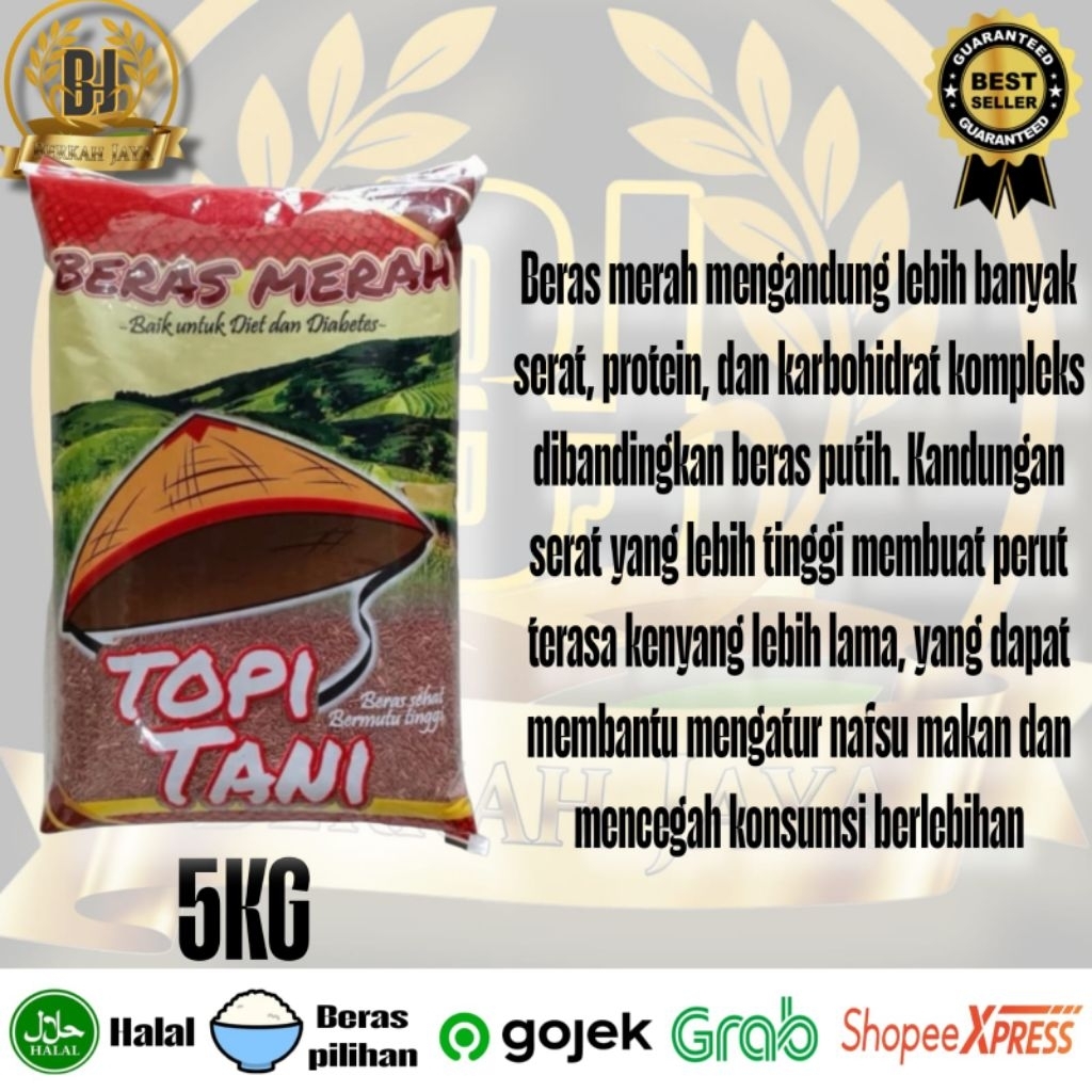 Jual Beras Merah Topi Tani 5KG (Merah Sosoh) Berkualitas Premium ...