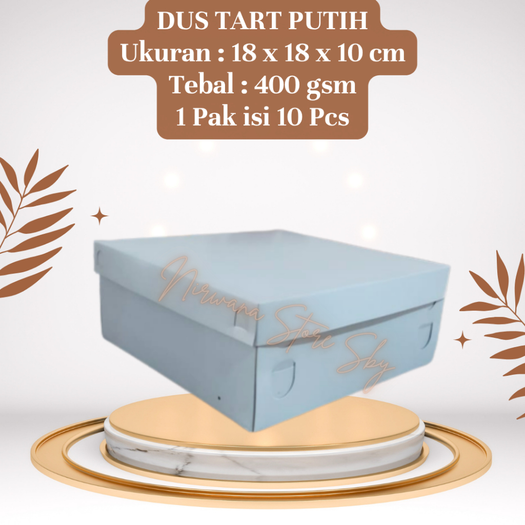 Jual (10 Pcs) Dus Kue Tart Putih 18x18x10 | Box Nasi / Kotak Nasi ...