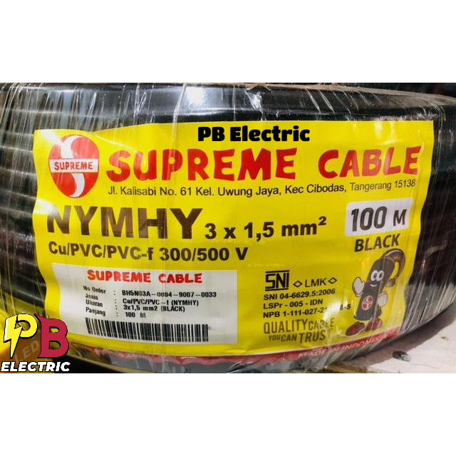 Jual Kabel NYYHY 3 x 1.5 mm Merk Supreme / Kabel NYMHY 3x1.5mm Supreme ...