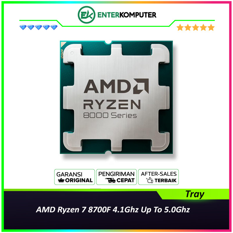 Jual AMD Ryzen 7 8700F 4.1Ghz Up To 5.0Ghz Cache 16MB 65W AM5 [Tray] - 8 Core - NEW UNIT ...