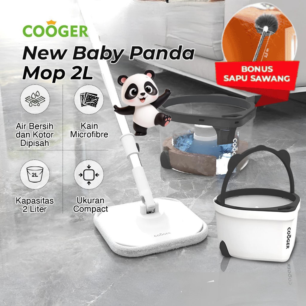 Jual COOGER Baby Panda Spin Mop Ember Putar 2L Air Bersih & Kotor ...