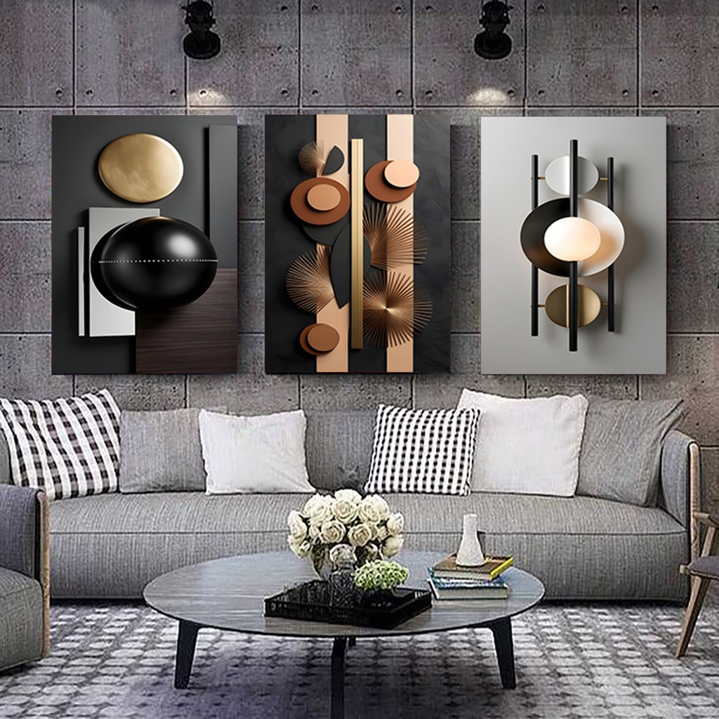 Jual WALLCRAFTS.ID Hiasan Dinding Aesthetic Geometry Grey Abstract 3 ...