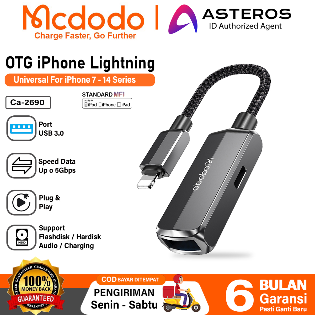 Jual MCDODO Adapter 2in1 OTG iPhone To USB 3.0 For Hardisk Flashdisk ...