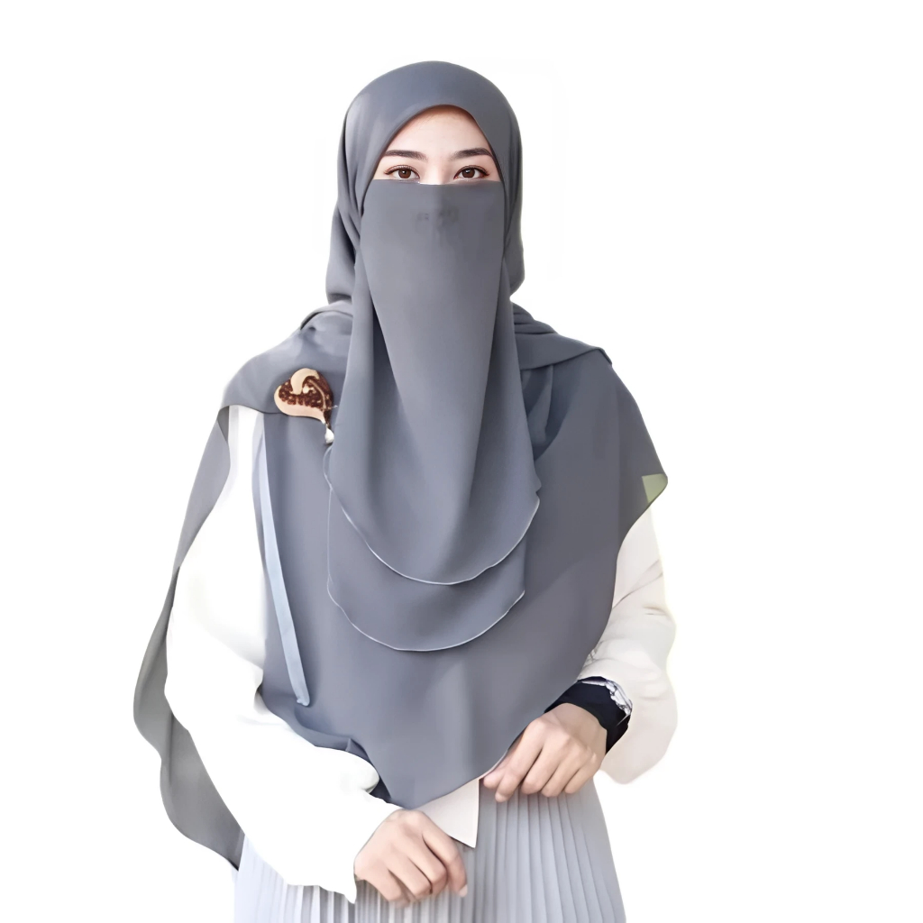 Jual Niqab Cadar Tali 2 Layer Bahan Ceruty | Shopee Indonesia