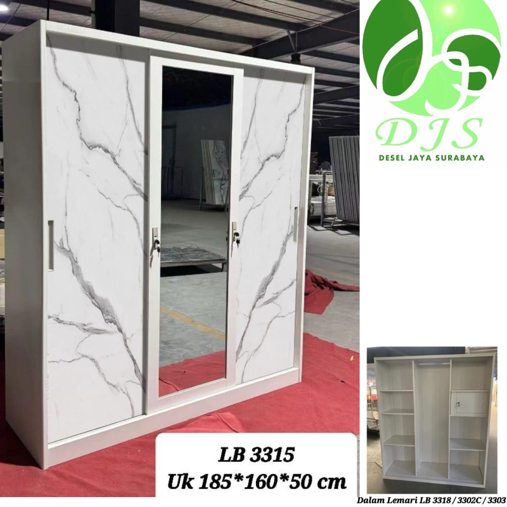 Jual Lemari Baju Besi Sliding LB-3315 - Lemari Baju 3 Pintu - Lemari Baju Besi - Lemari sliding ...