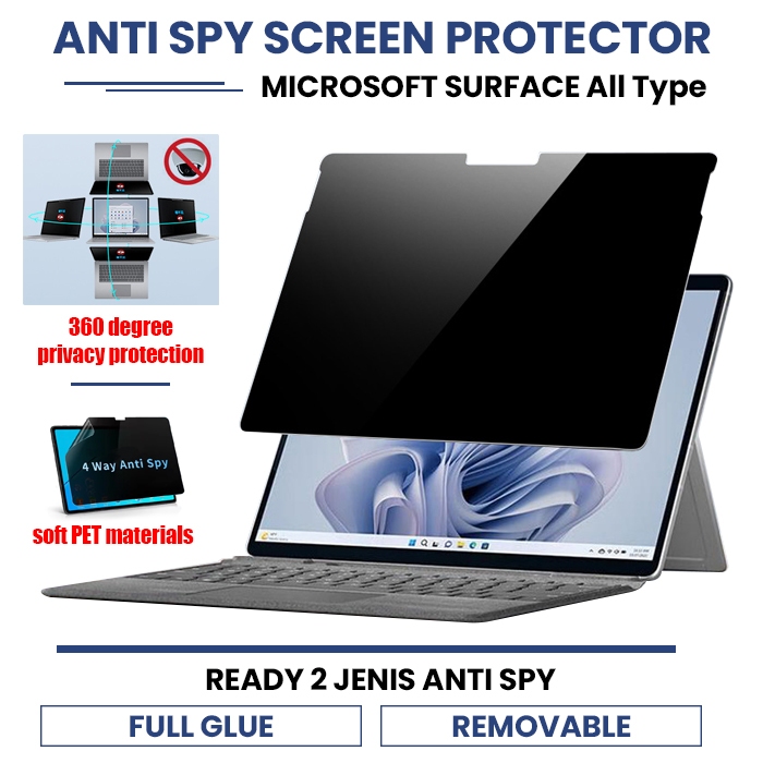 Jual ANTI SPY 4 SISI untuk Microsoft Surface Pro 12 2025 Go 1 2 3 4 Pro ...