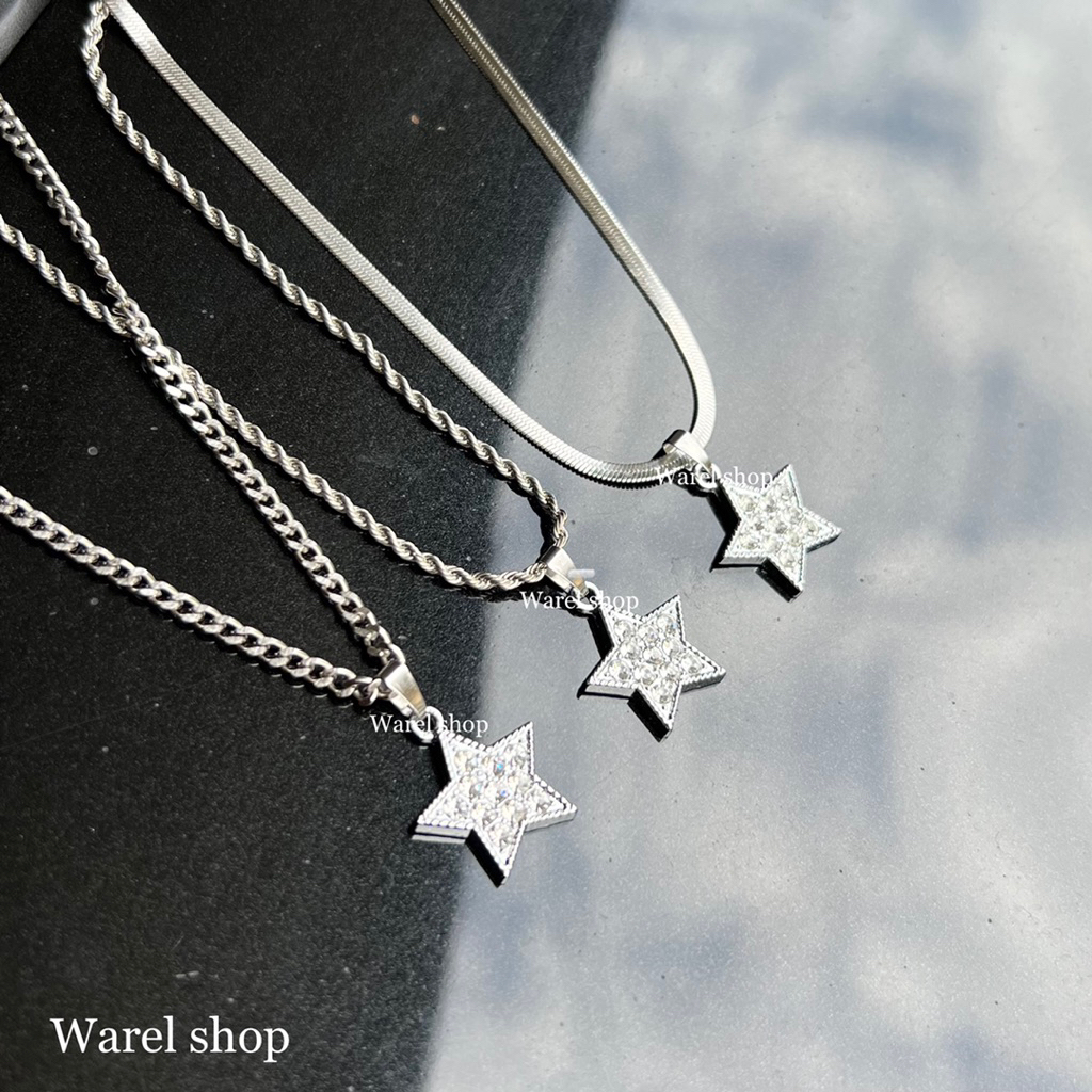Jual KALUNG KEKINIAN TITANIUM ANTIKARAT BANDUL BUTIR BINTANG SILVER ...