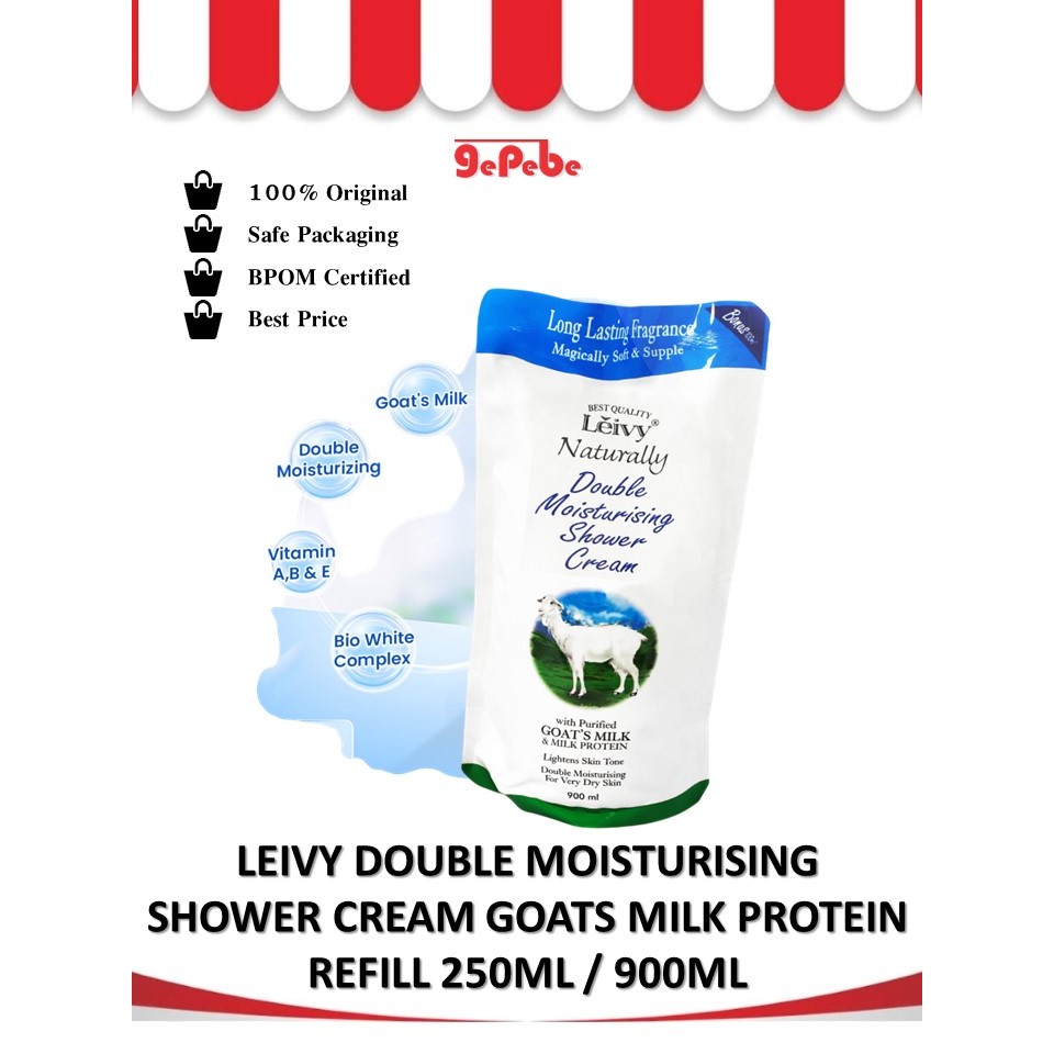 Jual Leivy Double Moisturising Shower Cream Goats Milk Protein Refill ...