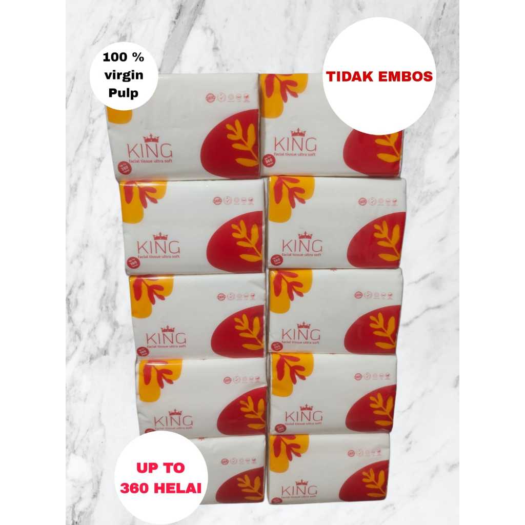 Jual (10 PACK) TISU KING 360 HELAI TIDAK EMBOS, 100 % VIRGIN PULP ISI ...
