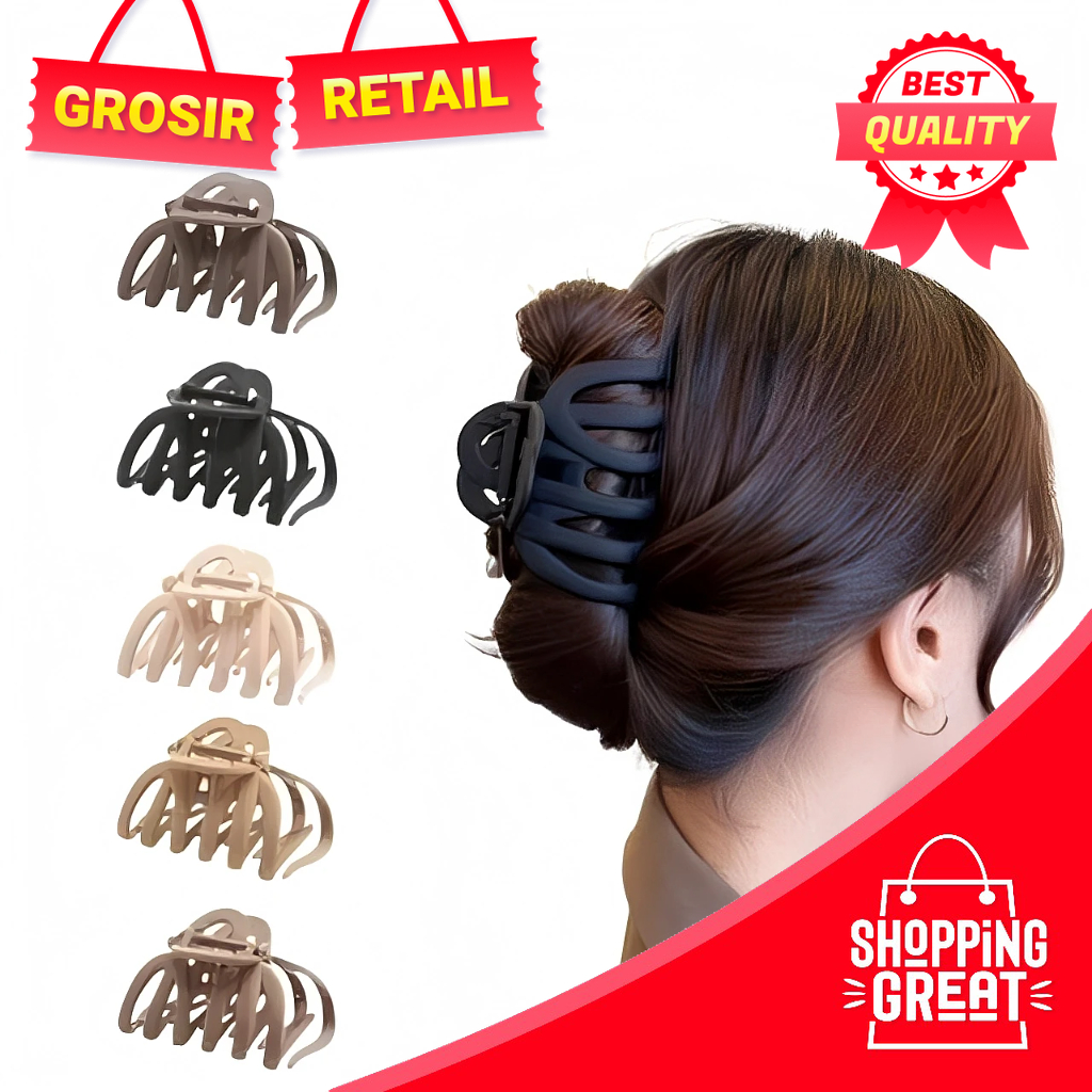 Jual RETAIL JR-A010 Jepit Rambut Cakar Jumbo Doff Model Korea Jepit ...