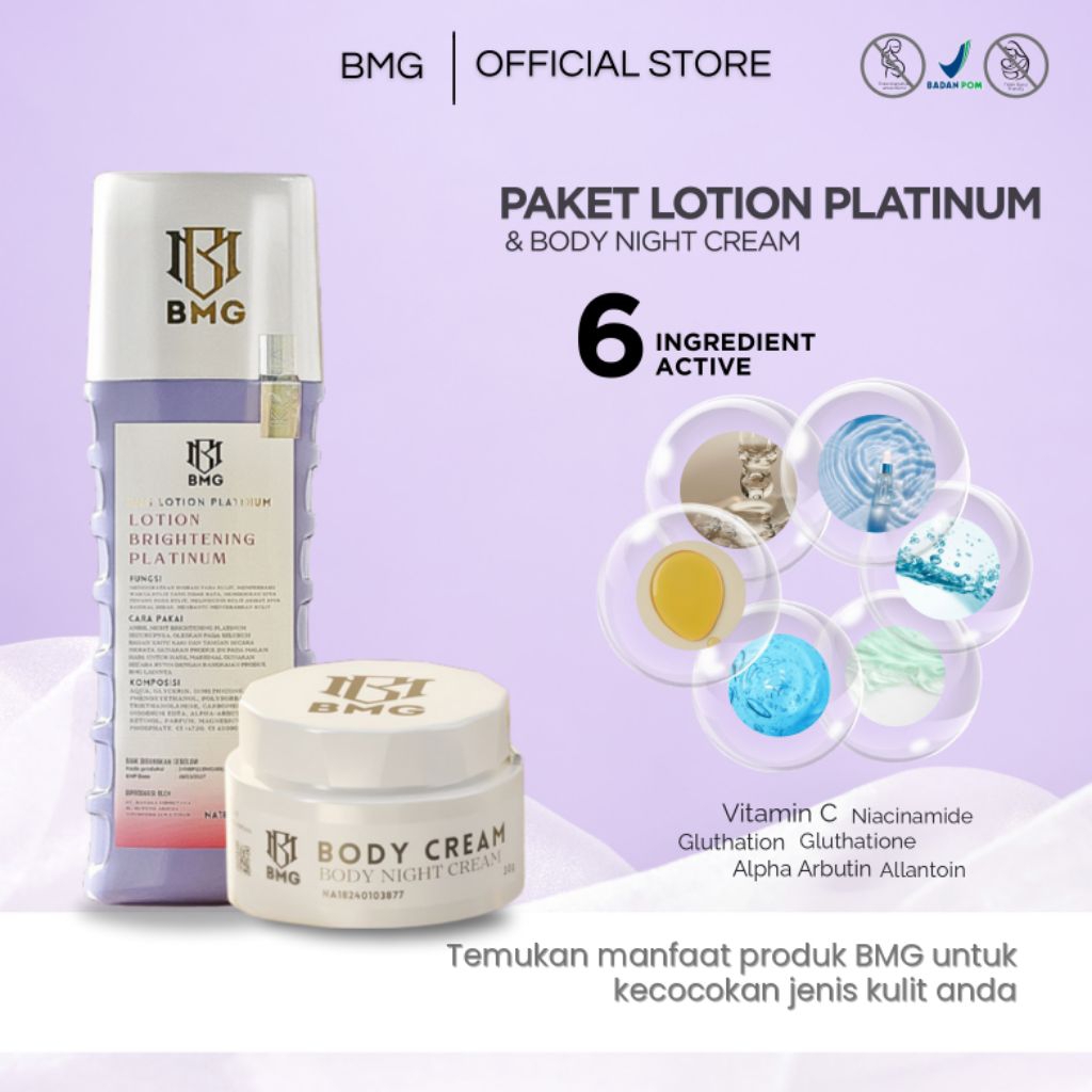 Jual BMG OFFICIAL - PAKET BADAN 2IN1. LOTION UNGU KEMASAN 100ML DAN ...