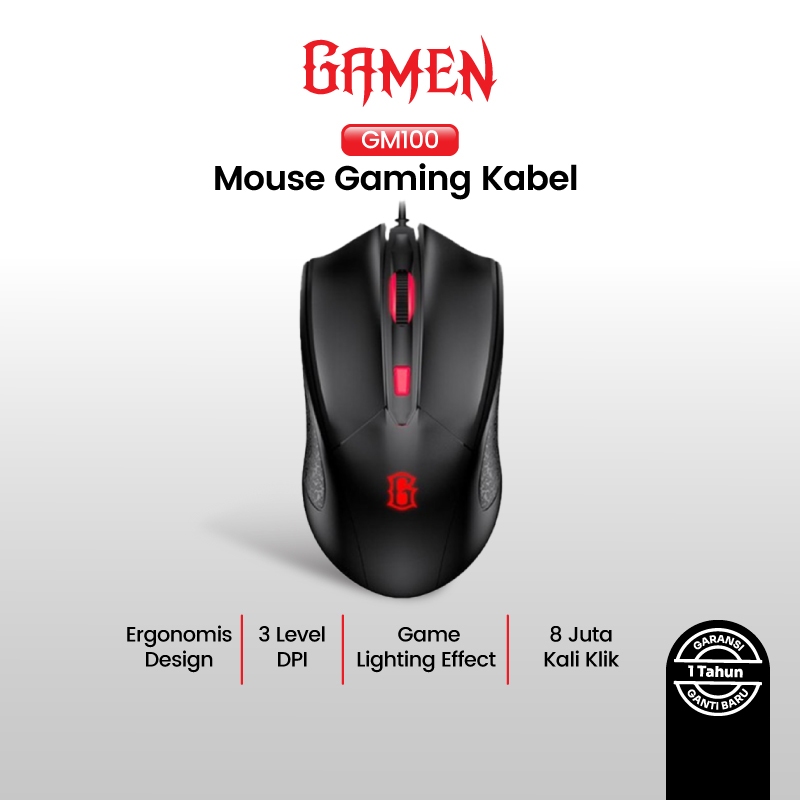 Jual GAMEN Mouse Gaming Kabel Backlight 2000 DPI 3 Level DPI Design ...