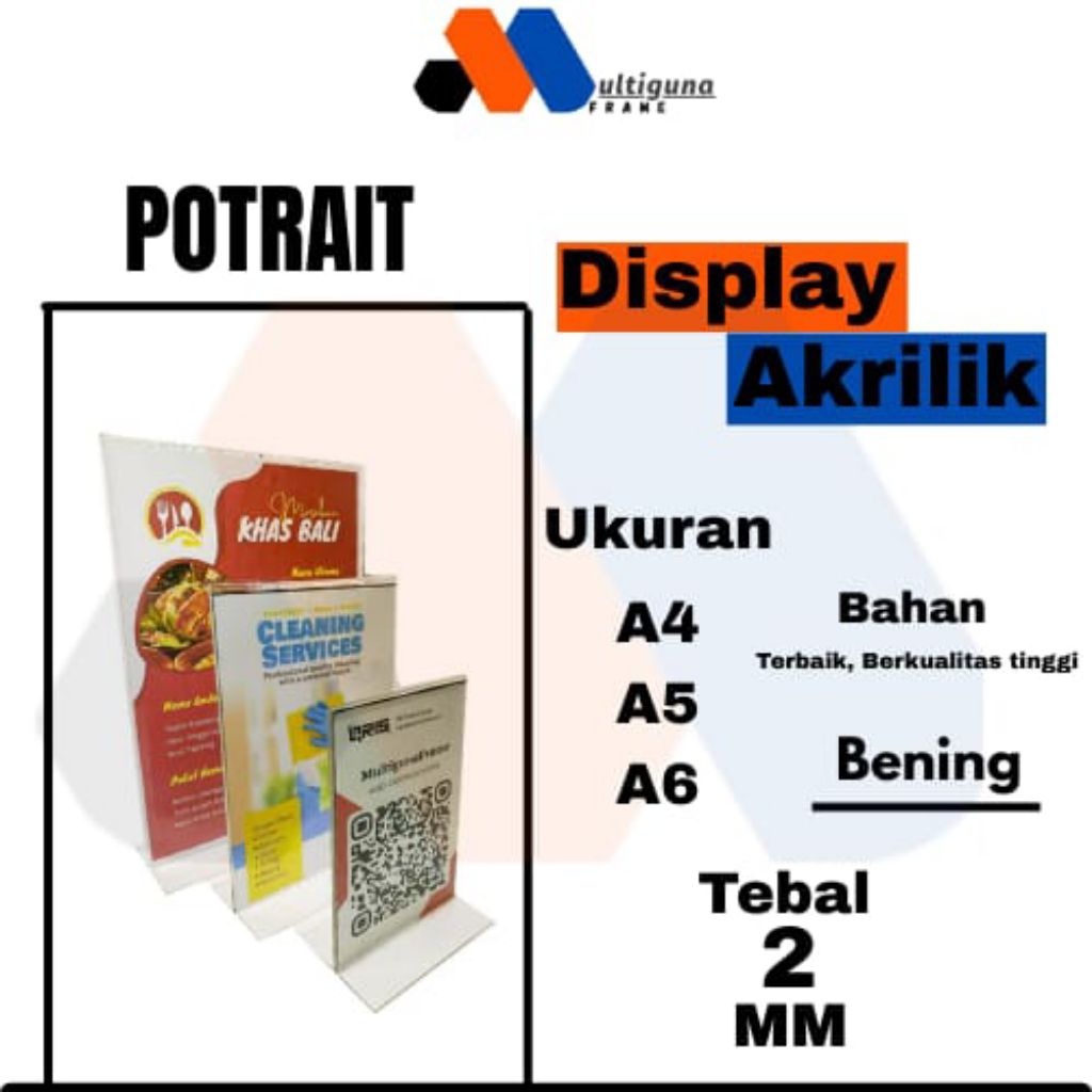 Jual Tempat Brosur Display Akrilik Acrylic Stand Potrait Ukuran A4 A5 ...