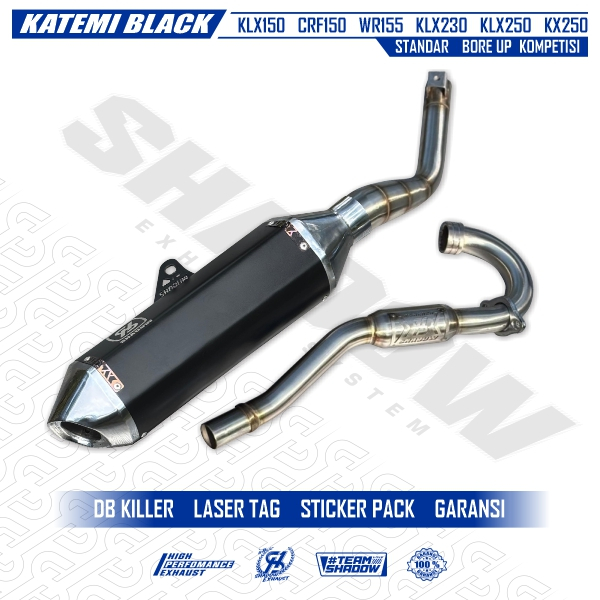 Jual Knalpot SHADOW EXHAUST SYSTEM CRF150 KLX150 WR155 Katemi Black ...