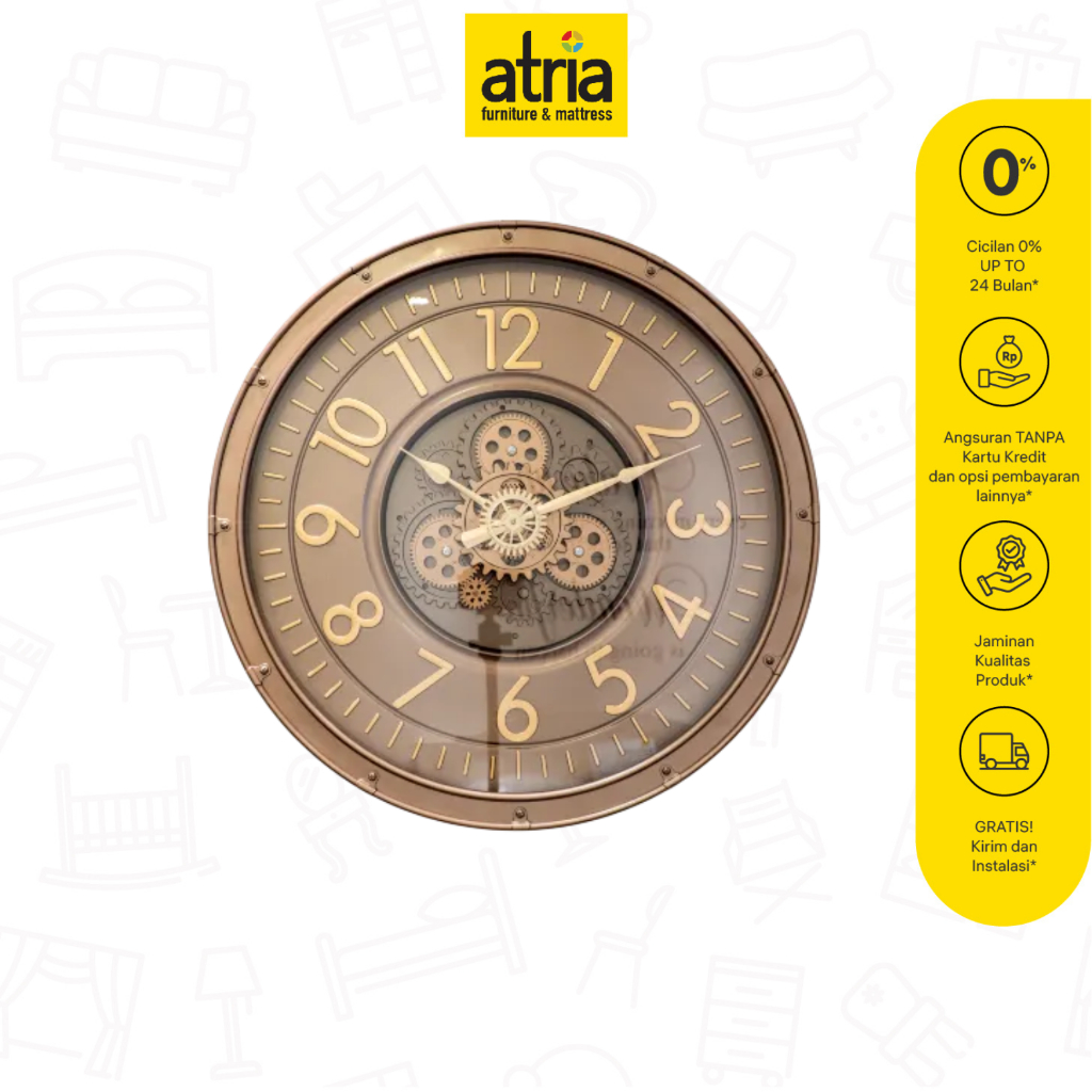 Jual Atria Magnus Jam Dinding Model Industrial Dengan Gear 60Cm Bronze ...
