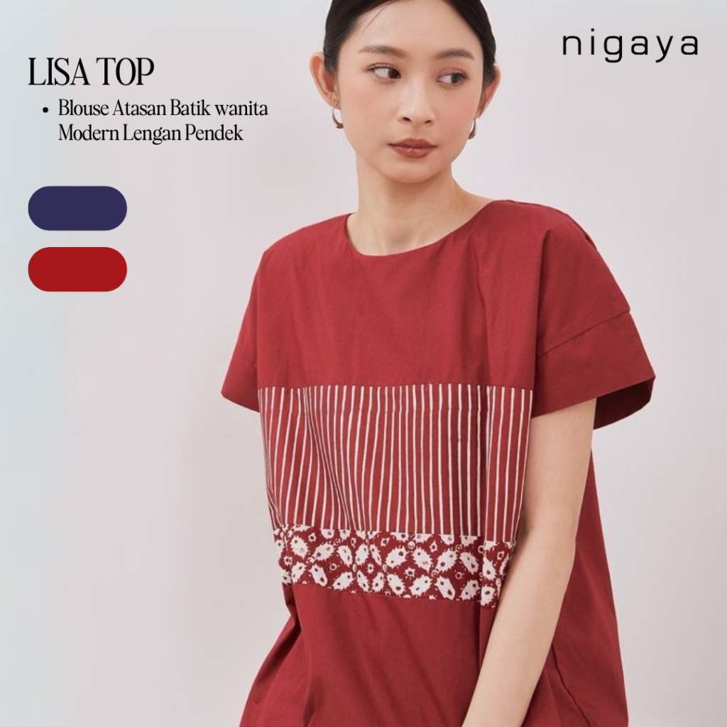 Jual NIGAYA BATIK | LISA TOP | Blouse Atasan Batik wanita Modern Lengan ...