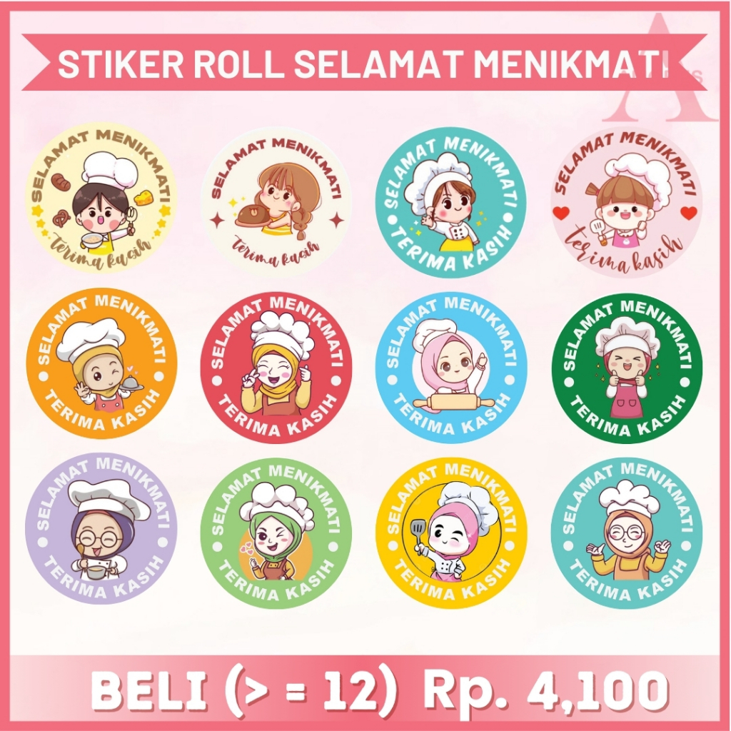 Jual 500 pcs 1 Roll Stiker Roll Selamat Menikmati Karakter Sticker ...