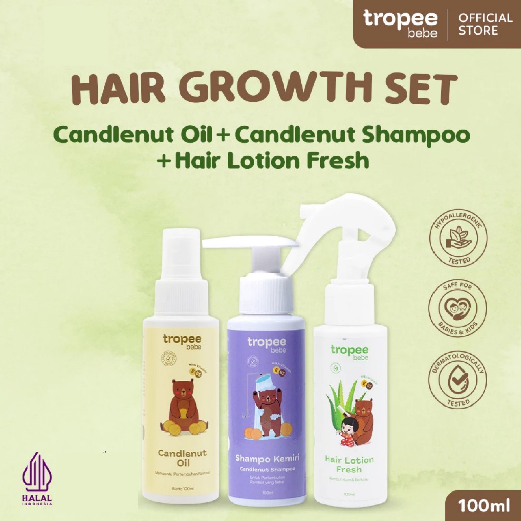Jual Tropee Bebe Paket Minyak & Shampo Kemiri & Lotion Rambut Fresh ...