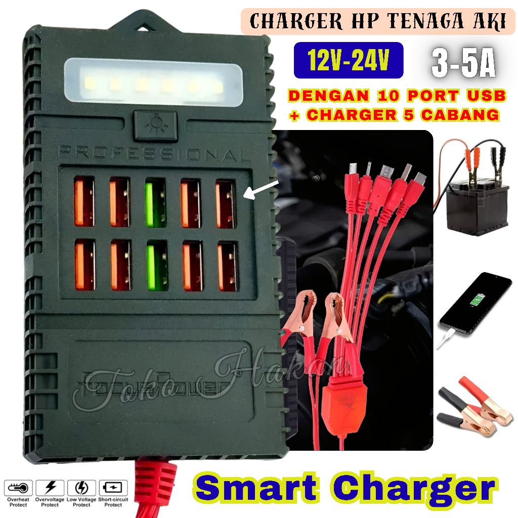 Jual Charger HP Dari Arus Aki Casan HP Dari Aki Motor/Mobil FLECO ZS-09 ...