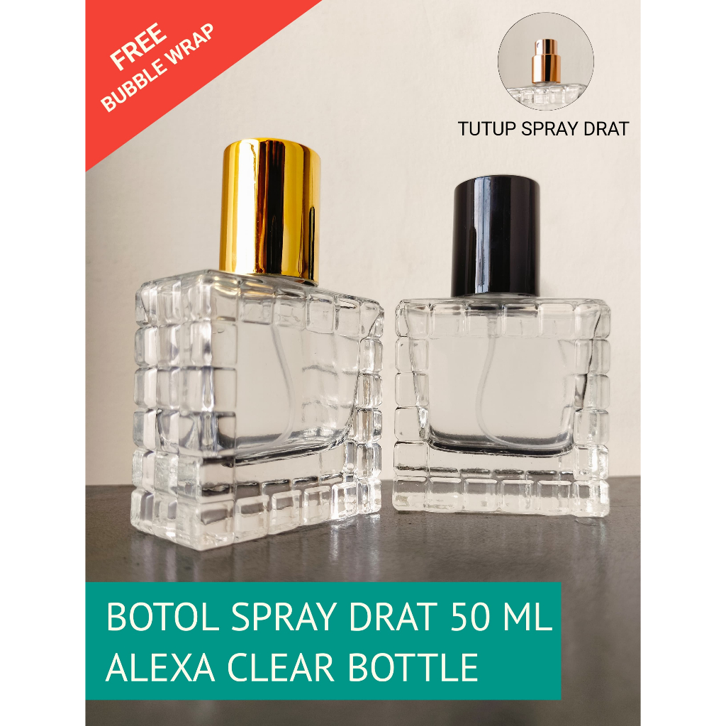 Jual BOTOL SPRAY ((ALEXA CLEAR BOTTLE 50 ML)) BOTOL KOSONG CANTIK KOTAK ...