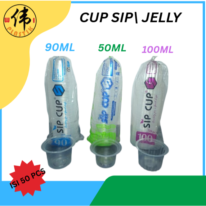 Jual Cup SIP Jelly Puding Agar Pudding isi 50pcs / gelas plastik ice cream 50ml 90ml 100ml ...