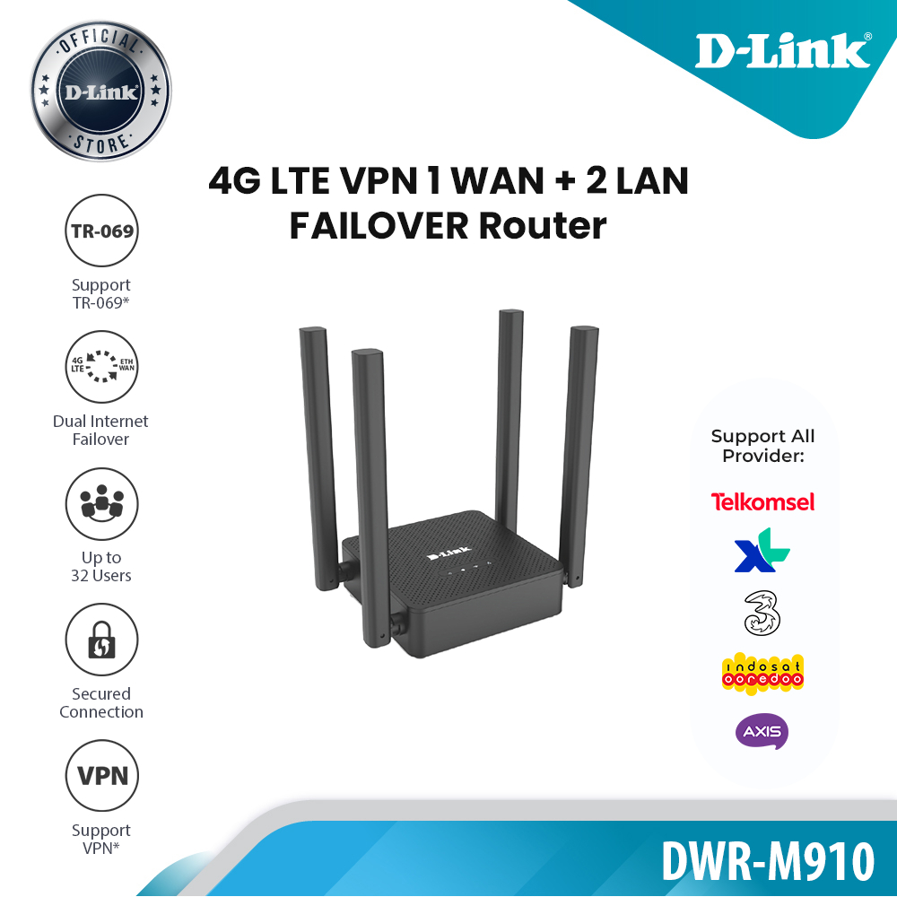 Jual D-Link DWR-M910 Wireless N300 4G LTE WAN Faillover Router | Shopee ...