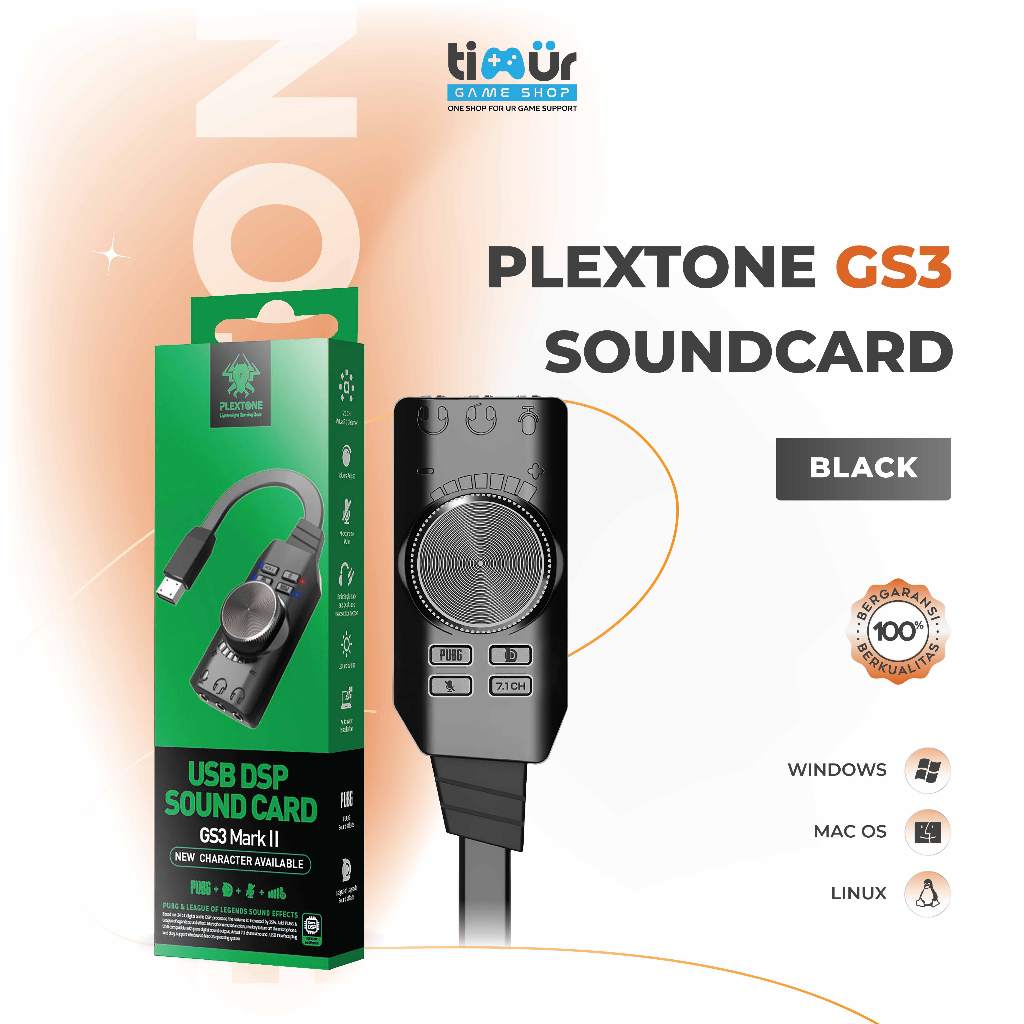 Jual SoundCard USB Adapter 7.1 Surround Virtual GS3 Plextone PC Laptop ...
