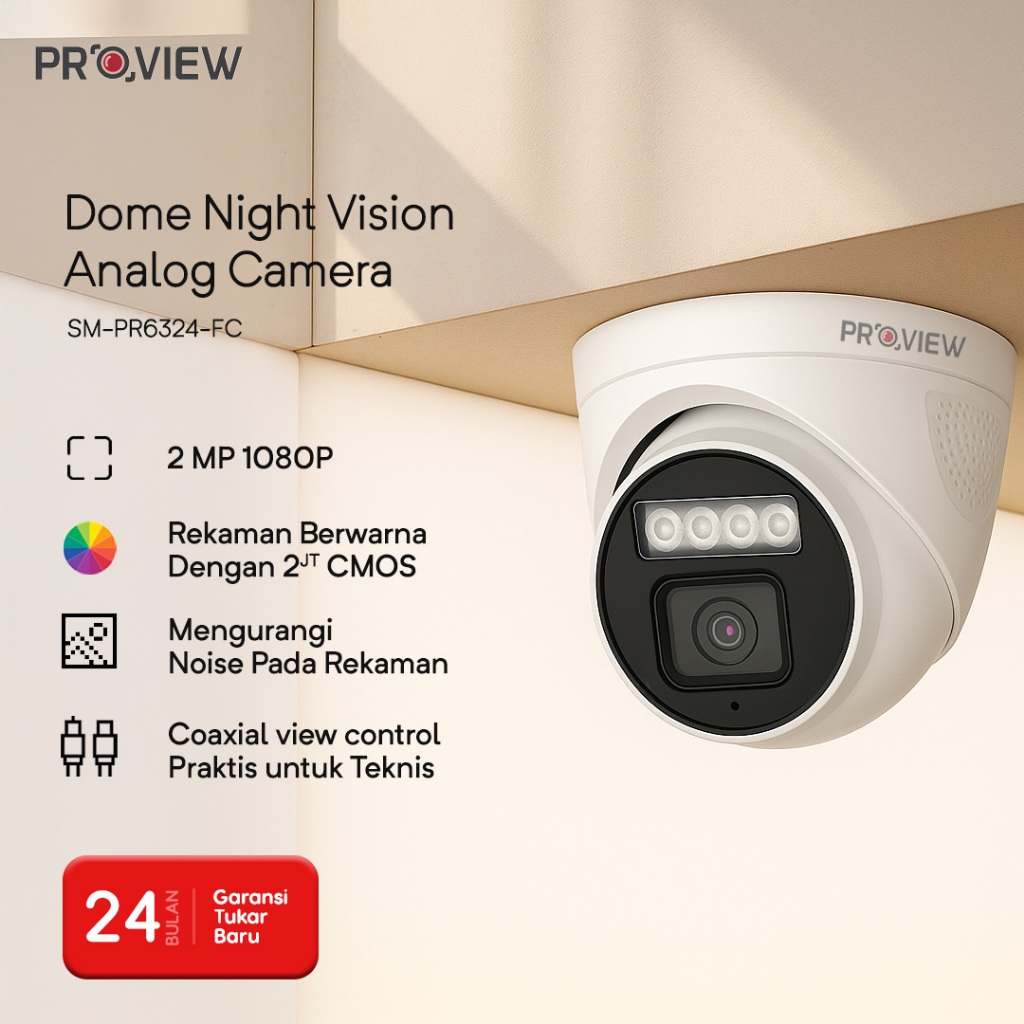 Jual PROVIEW CCTV Indoor Analog SM-PR6324-FC Kamera 2MP Full HD 1080p ...