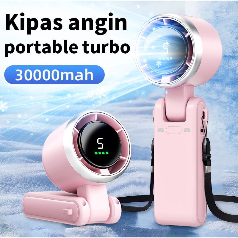 Jual COD Kipas Angin Mini Portable USB 30000mAh Kipas Lipat 5-Speed ...