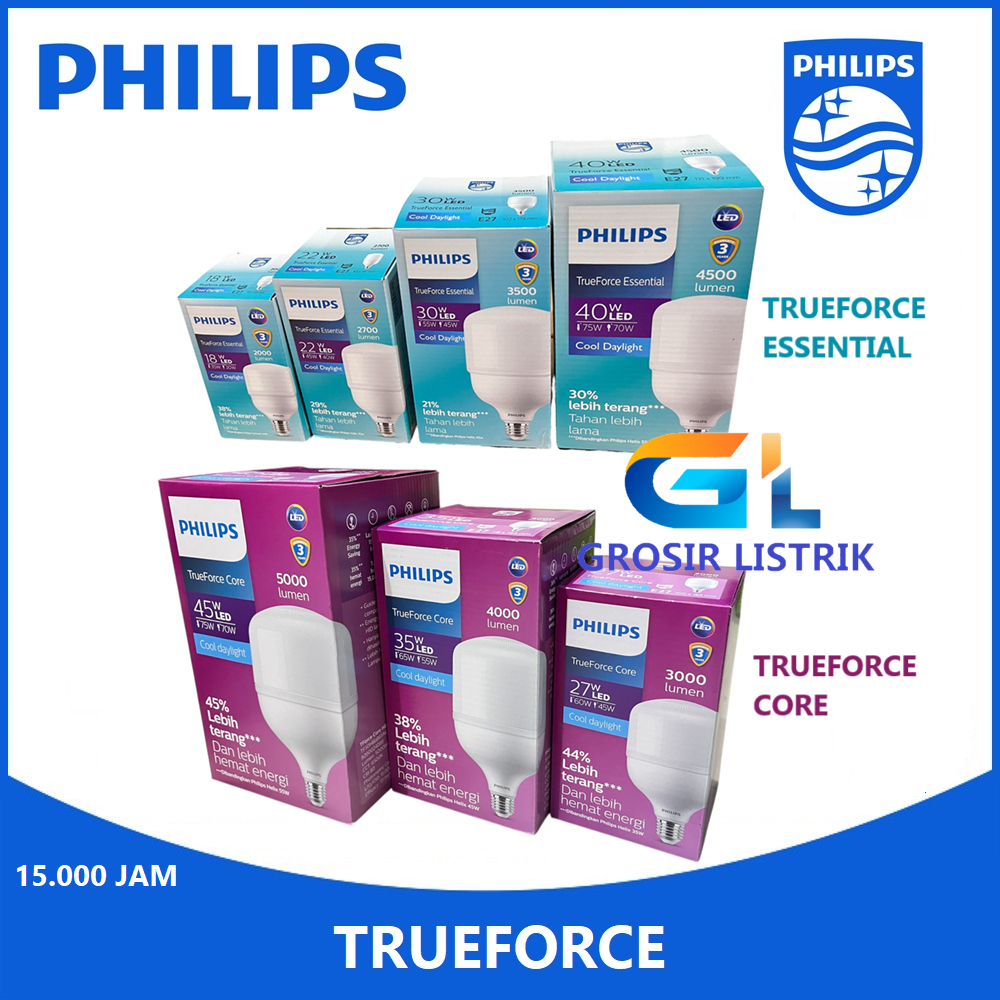 Jual Lampu Philips LED TrueForce Ess 18W 20W 22W 25W 30W 35W 40W 45W Core 27W Putih Cool ...