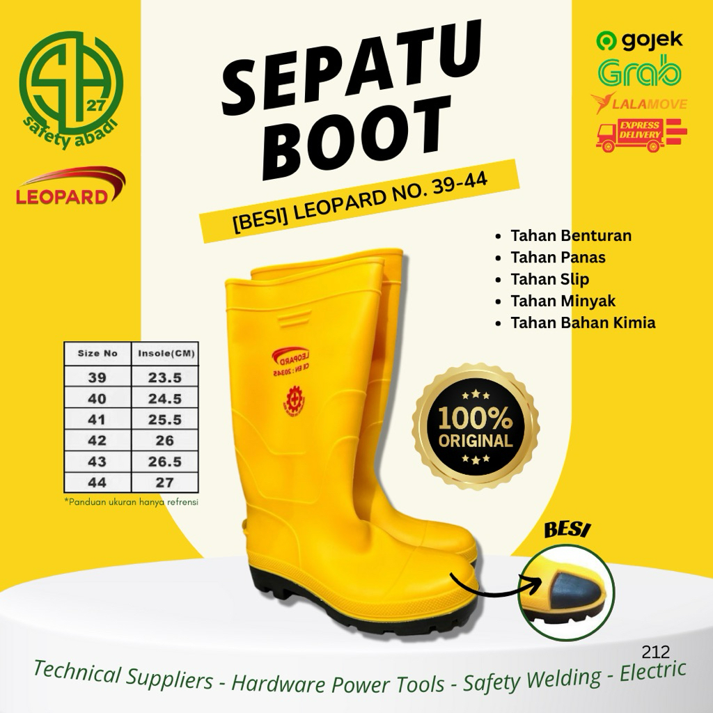 Jual [Besi] Sepatu Safety Boot Kuning Leopard Original | Shopee Indonesia
