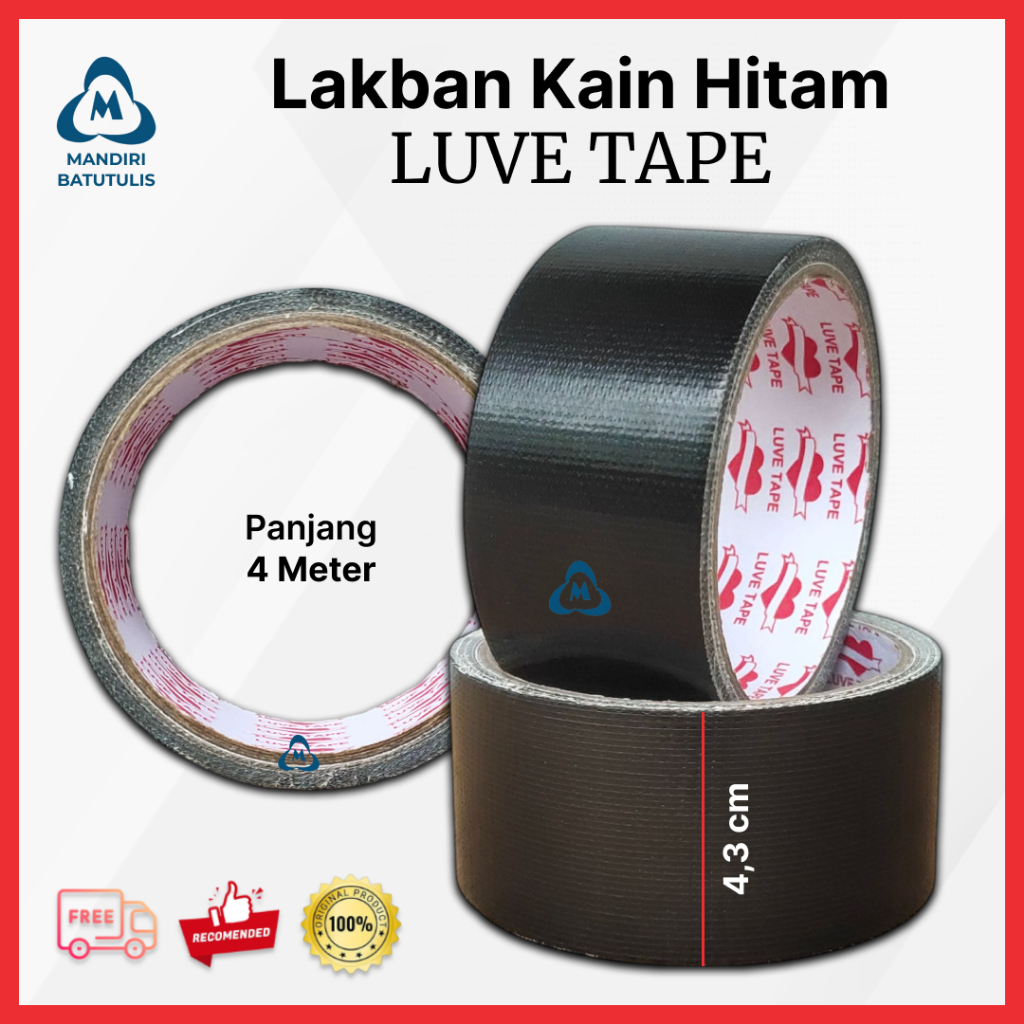 Jual Lakban Kain Hitam Serbaguna LUVETAPE Ukuran 4.3cm x 4m - Lakban ...