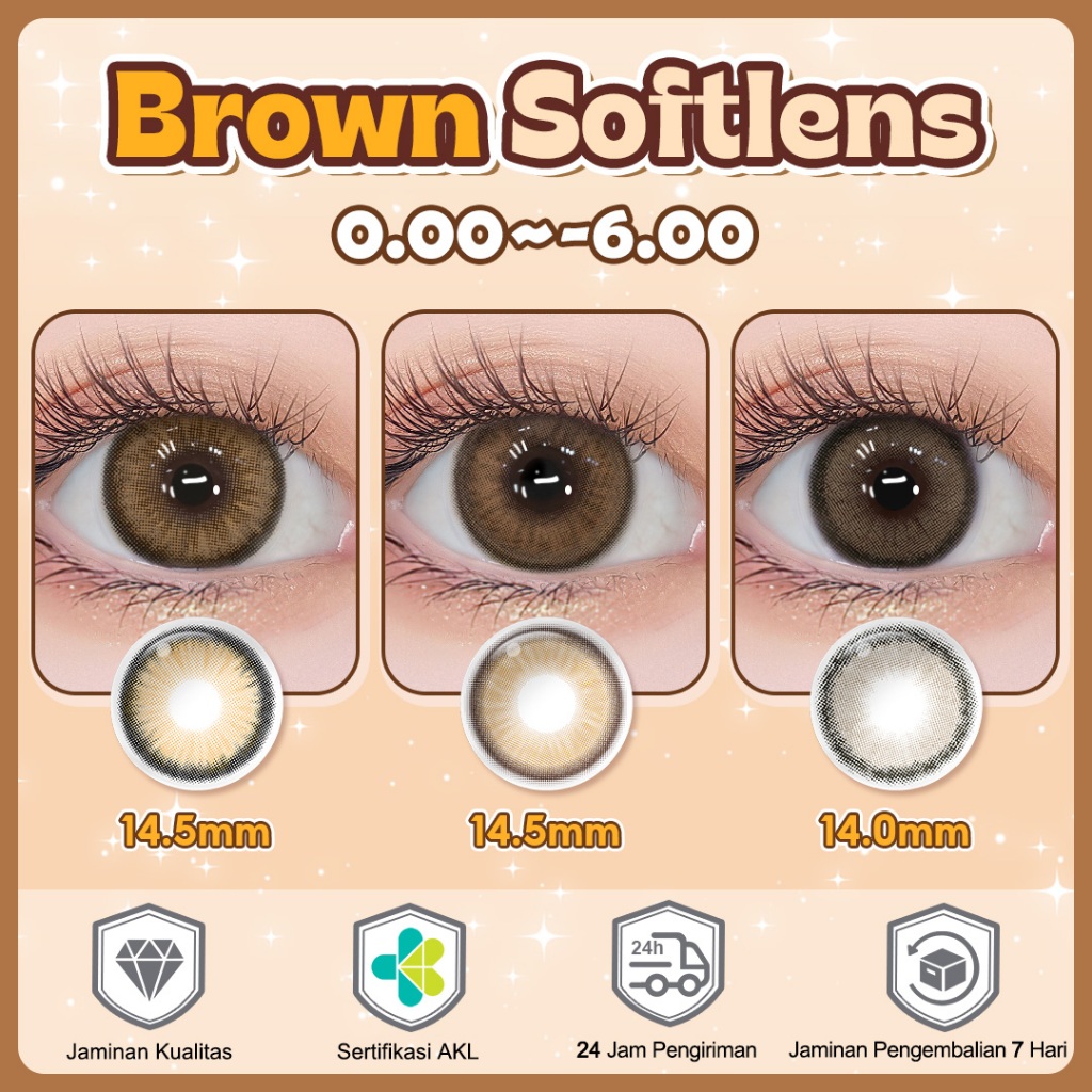 Jual [0.00~-6.00] Magister Softlens Minus Brown 14mm-14.5mm Lensa ...