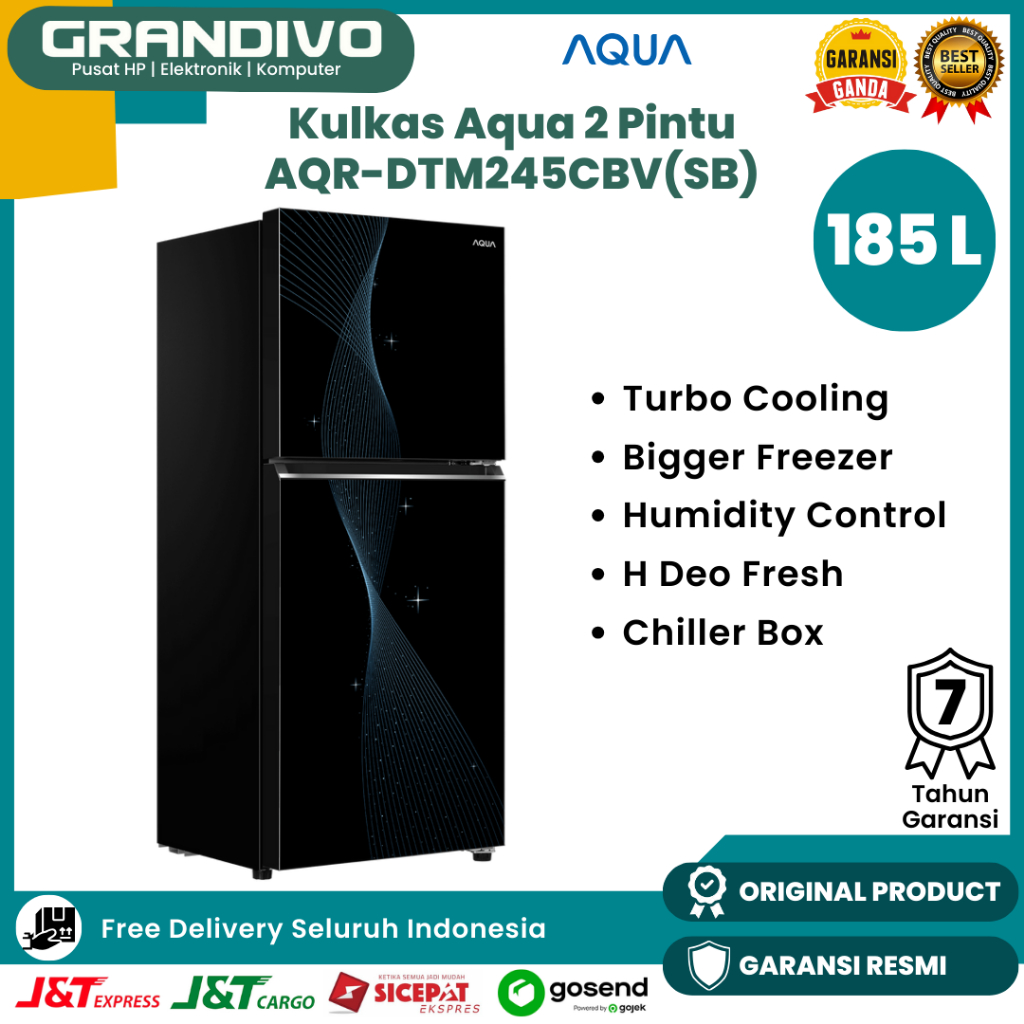 Jual AQUA Kulkas 2 Pintu 185 Liter Tanpa Bunga Es Low Watt BIG Freezer ...