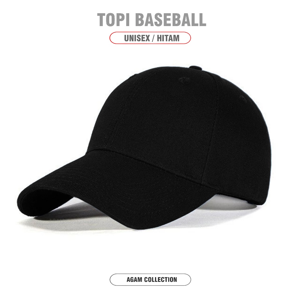 Jual Agam Collection - Topi Baseball Cap Dewasa Polos Hitam Topi Bisbol ...