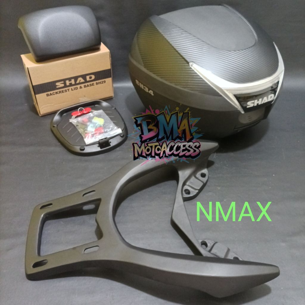 Jual BOX SHAD SH34 & BREKET BOX+BACKREST - NMAX OLD/NEW | Shopee Indonesia