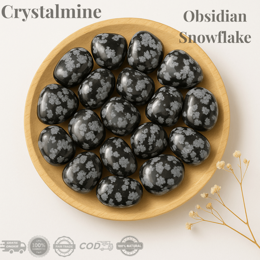 Jual CRYSTALMINE Obsidian Snowflake Crystal Tumble / Batu Kristal ...