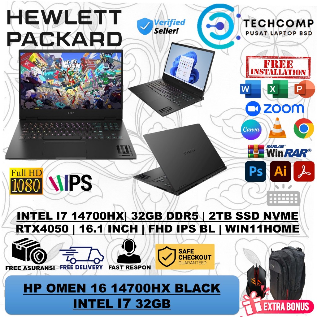 Jual Laptop Gaming HP Omen 16 Intel Core i7 14700HX Nvidia RTX4050-6GB ...