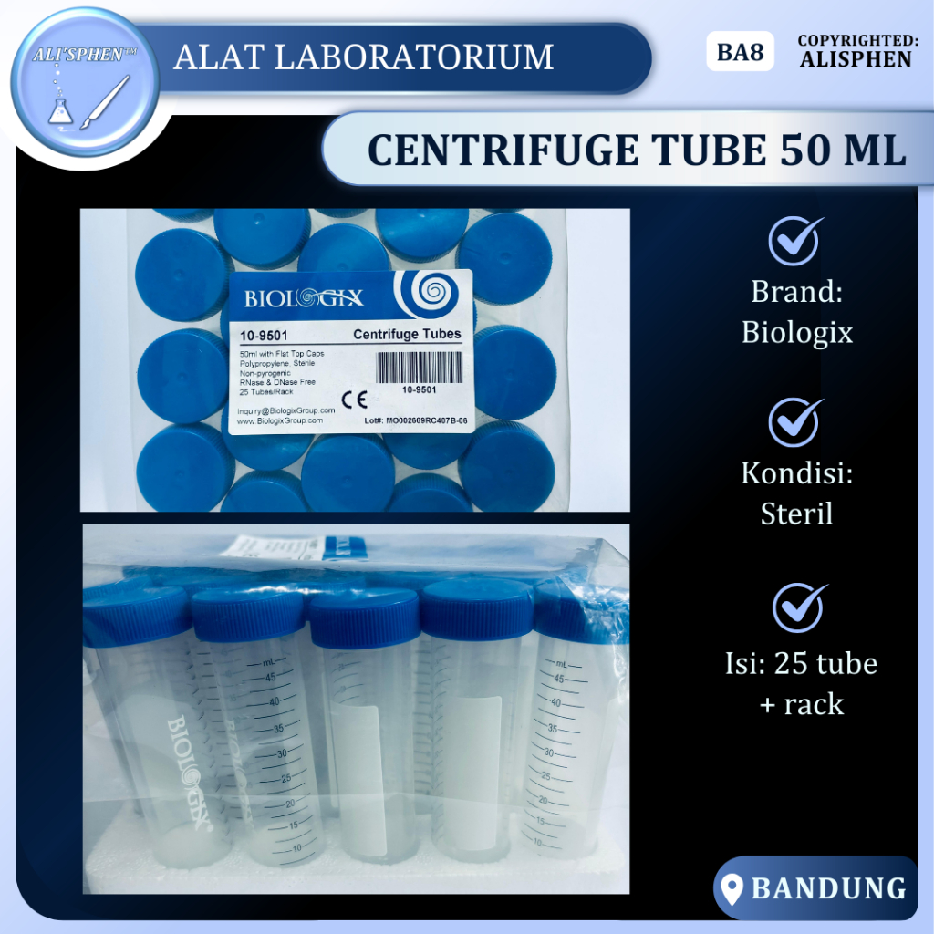 Jual [BA8] Centrifuge Tube 50 ml | 25 pcs | Falcon Tube | Tabung ...